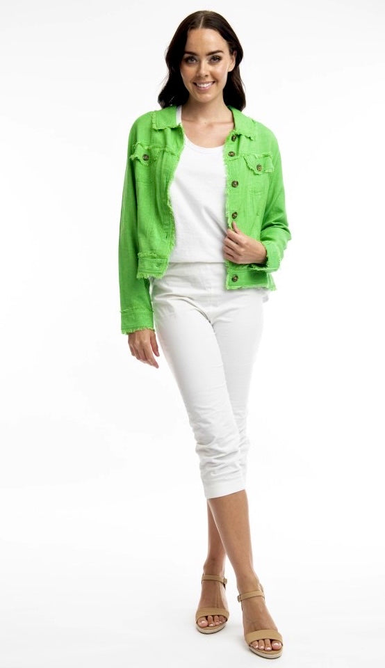 Orientique linen jacket parrot