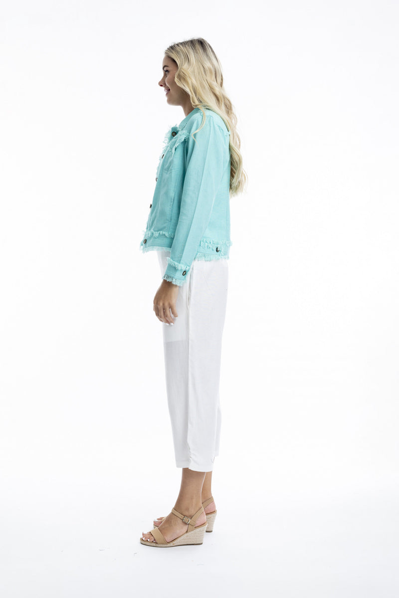 Orientique Jacket Essentials Linen Blend Jacket Aqua – Lalka Boutique ...