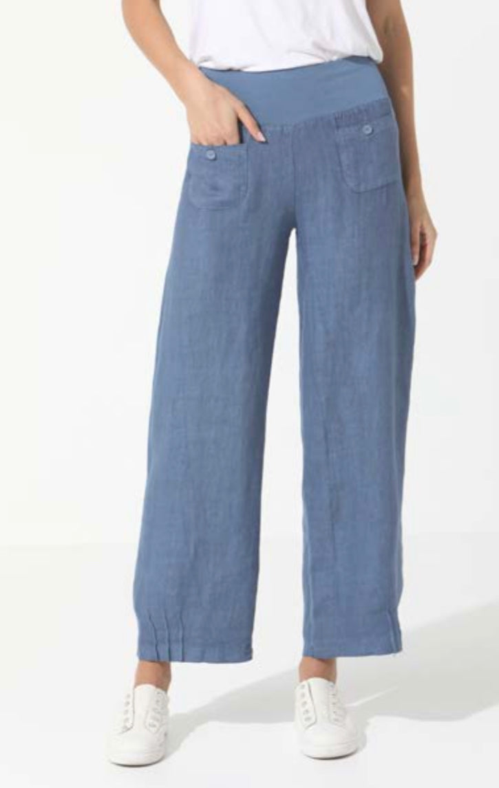 The 101s front pocket linen pants Steel – Lalka Boutique Online