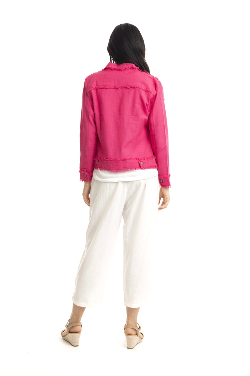 Orientique Jacket Essentials Linen Blend Jacket hot pink